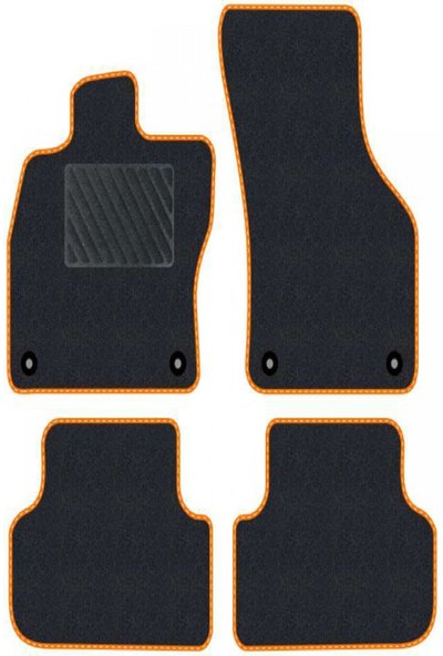 Tegin Volkswagen New Beetle 1998 - 2011 Siyah Halı Turuncu Kenar Çapraz Çizgi Topuk 2250 gr Paspas