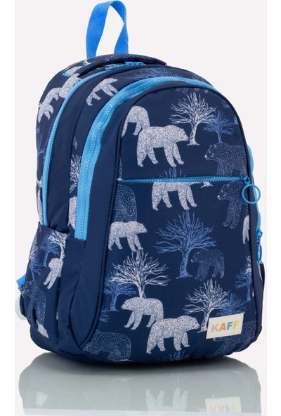 Kaff Ayı Desenli Erkek Çocuk İlkokul Sırt Çantası Lacivert