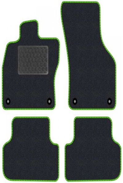 Tegin Hyundai Veloster 2011 ve Sonrası Siyah Halı Yeşil Kenar Deri Petek Topuk 2250 gr Paspas