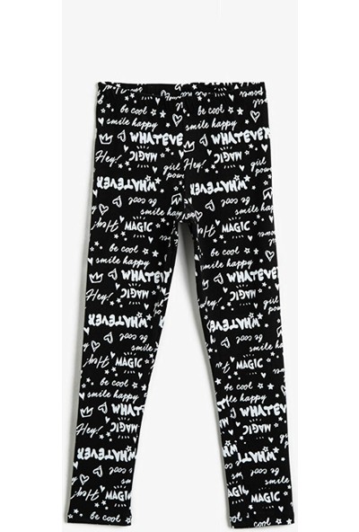 Koton Kız Çocuk Tayt Siyah Desenli 2KKG47023AK