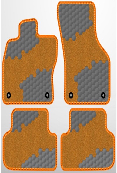 Tegin Mitsubishi Lancer Evo V 1998-1999 Uyumlu Turuncu Halı Gri Desen Turuncu Kenar Plus Paspas