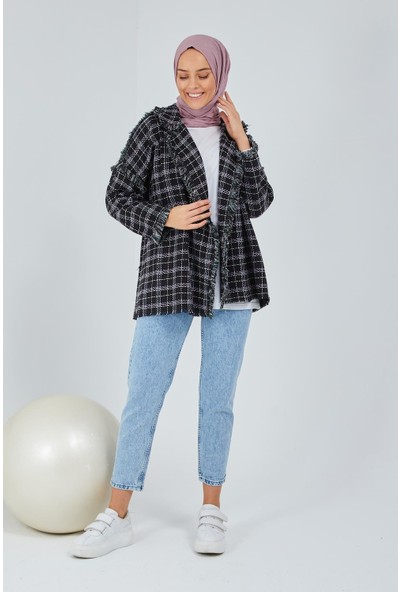Meqlife Kareli Salaş Ceket - Siyah