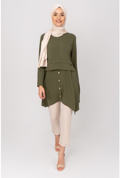 A-Tunik Kadın Düğme Detaylı Tunik 5005