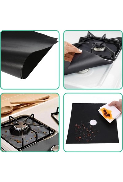 Kastore Ocak Koruyucu Folyo Yanmaz Yapışmaz 4'lü Siyah Set Kastore Ocak Koruyucu Folyo Yanmaz Yapışmaz 4'lü Siyah Set
