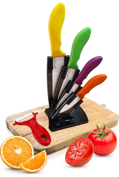 Miracle Seramik Bıçak Seti Standlı Renkli 6 Parça Miracle Seramik Bıçak Seti Standlı Renkli 6 Parça