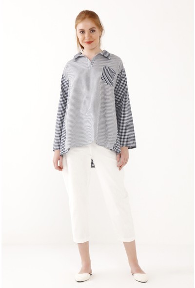 Yoncaekspres Büyük Beden Oversize Gömlek 3282B Lacivert