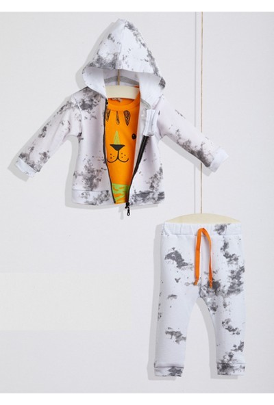 Miniface 2075 Bebek Kapüşonlu Eşofman Takım 3'lü Hırkalı Set Tişört Hırka Pantolon 3-24AY Miniface 2075 Bebek Kapüşonlu Eşofman Takım 3'lü Hırkalı Set Tişört Hırka Pantolon 3-24AY