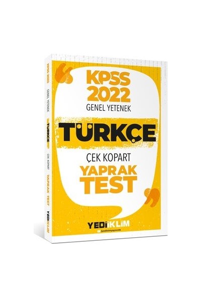 Yediiklim Yayınları KPSS 2022 Genel Yetenek Türkçe Çek Kopart Yaprak Test Yediiklim Yayınları KPSS 2022 Genel Yetenek Türkçe Çek Kopart Yaprak Test
