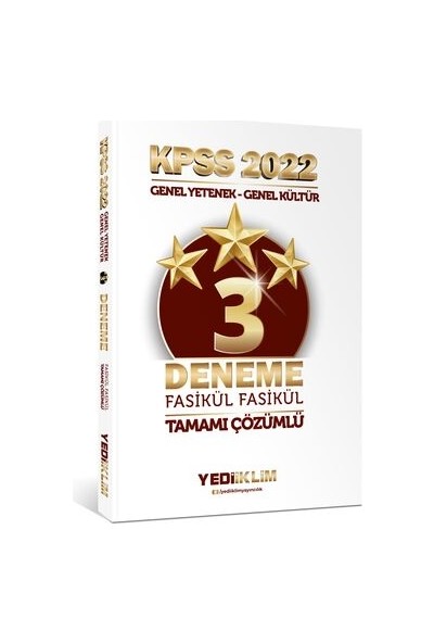 Yediiklim Yayınları KPSS 2022 Genel Yetenek - Genel Kültür Tamamı Çözümlü Fasikül 3 Yıldız Deneme