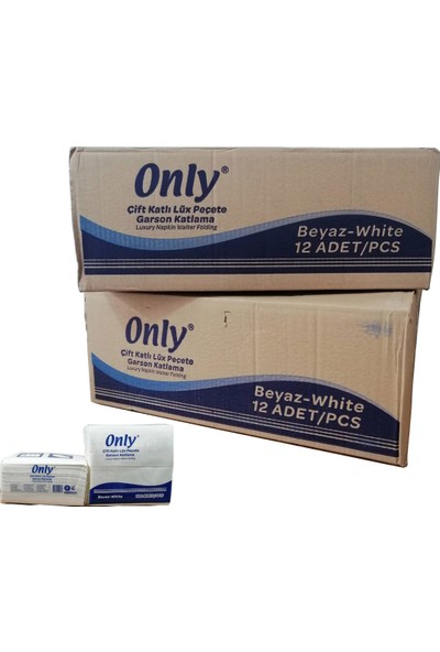 Only Lüx Garson Katlama Peçete - Beyaz - 12x100 Adet/Koli - 31x33 Cm. Only Lüx Garson Katlama Peçete - Beyaz - 12x100 Adet/Koli - 31x33 Cm.