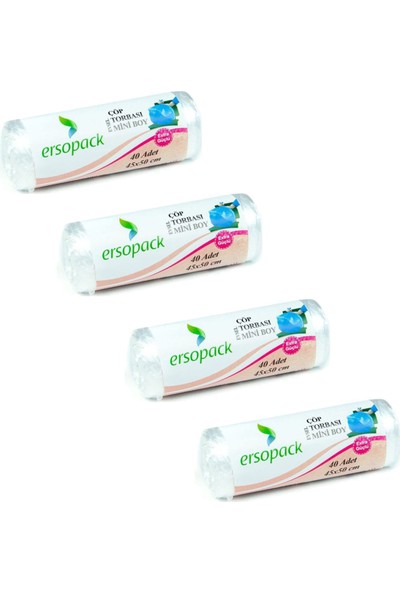 Ersopack Evsel 45 x 50 cm Çöp Torbası Mini Boy Çöp Poşeti 40 x 4'lü Ersopack Evsel 45 x 50 cm Çöp Torbası Mini Boy Çöp Poşeti 40 x 4'lü