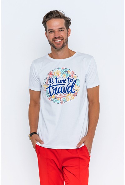 XCLSV Sport It's Time To Travel Baskılı Kamp Tişörtü XCLSV Sport It's Time To Travel Baskılı Kamp Tişörtü