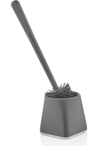 Happy Dizayn Kare Silikon Tuvalet Fırçası - Gri 10 x 36 cm
