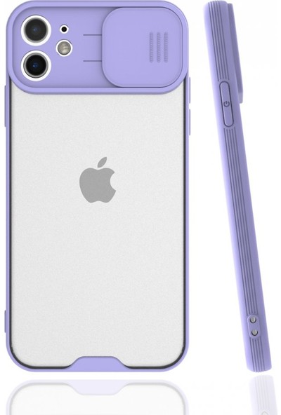 Smody iPhone 11 Kılıf Kamera Korumalı Sürgülü Silikon Lensi Kapak Lila