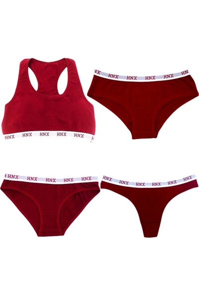 Hnx 4'lü Spor Seti Pedli Sporcu Sütyen-Yarım Şort Külot-Bikini Külot-String Külot Hnx 4'lü Spor Seti Pedli Sporcu Sütyen-Yarım Şort Külot-Bikini Külot-String Külot