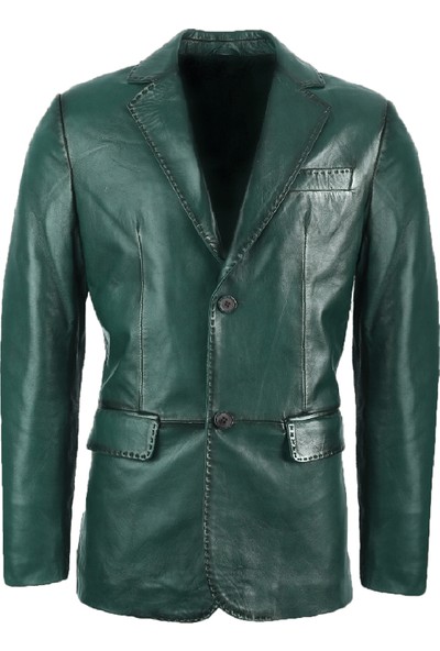 Caka Erkek Deri Ceket Blazer Puntolu