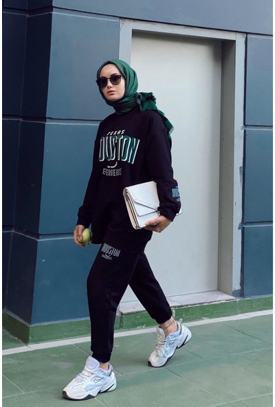 Basic Park Houston Pamuklu Oversize Siyah Takım