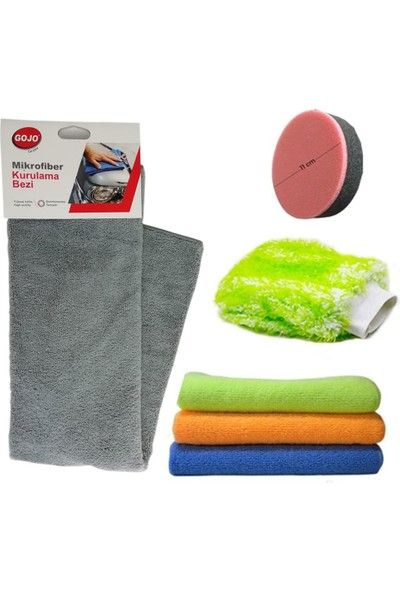 Gojo Kurulama Cila Havlusu Yıkama Eldiveni Cila Süngeri Mikrofiber Bez 6LI SET Gojo Kurulama Cila Havlusu Yıkama Eldiveni Cila Süngeri Mikrofiber Bez 6LI SET