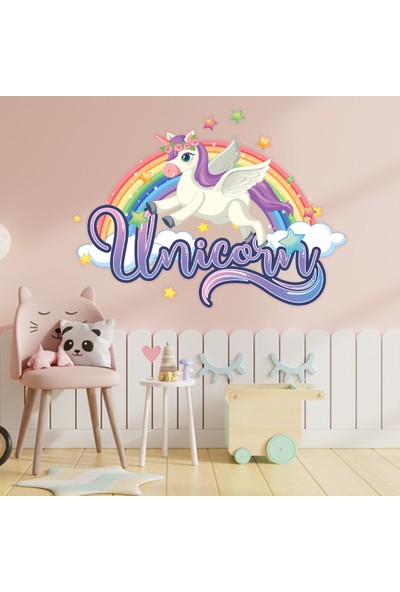 Sepet Yıldızı Unicorn Baskılı Çocuk Odası Duvar Sticker 70X50 cm Sepet Yıldızı Unicorn Baskılı Çocuk Odası Duvar Sticker 70X50 cm