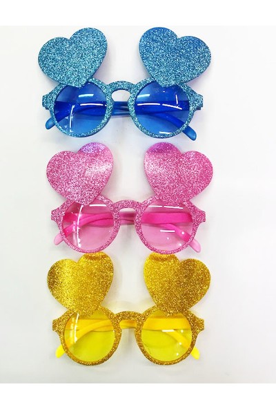 Samur Simli Kalp Parti Gözlüğü 3 Renk 3 Adet Samur Simli Kalp Parti Gözlüğü 3 Renk 3 Adet