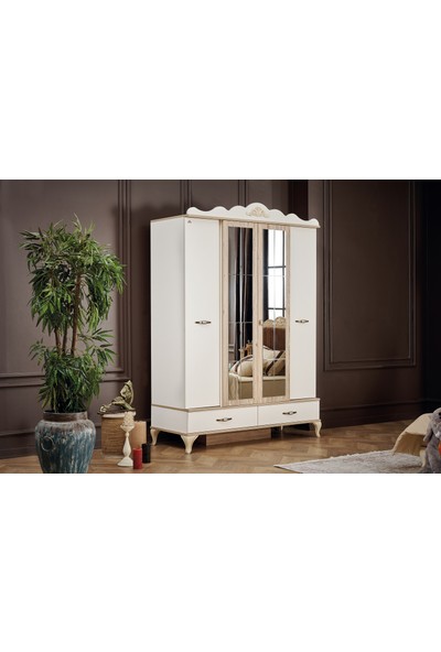 Piyano Mobilya Piyano Alfa 4 Kapaklı Gardırop Piyano Mobilya Piyano Alfa 4 Kapaklı Gardırop