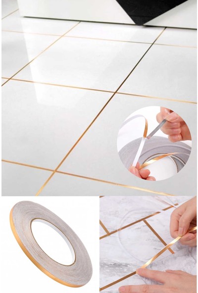 Anka Shop 1 cm x 50 Metre Fayans Arası Şerit Dekoratif Yapışkan Dekor Su Geçirmez Sızdırmaz Gold Bant Anka Shop 1 cm x 50 Metre Fayans Arası Şerit Dekoratif Yapışkan Dekor Su Geçirmez Sızdırmaz Gold Bant