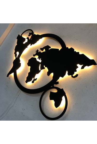 Pika Tasarım World Map V2 LED Işıklı Tablo Pika Tasarım World Map V2 LED Işıklı Tablo