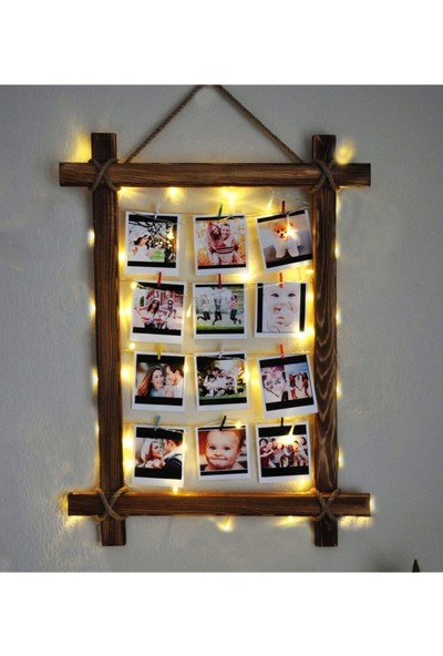 Webotto Masif LED Işıklı Ipli Mandallı Dikdörtgen Fotoğraf Çerçevesi Albümü Webotto Masif LED Işıklı Ipli Mandallı Dikdörtgen Fotoğraf Çerçevesi Albümü