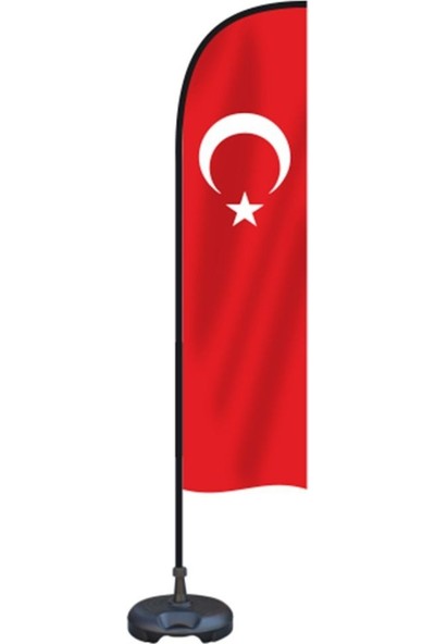 Burada Reklam ve Medikal Türk Bayrağı Temalı Olta Yelken Bayrak 75 x 300 cm A+ Kumaş