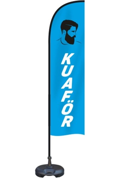 Burada Reklam ve Medikal Erkek Kuaförü Temalı Olta Yelken Bayrak 75 x 300 cm A+ Kumaş