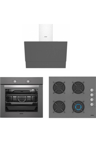 Simfer Gri Cam Ankastre Set Gri (Fırın 7352 - Ocak 3537 - Davlumbaz 9615) Simfer Gri Cam Ankastre Set Gri (Fırın 7352 - Ocak 3537 - Davlumbaz 9615)