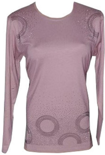 Kehila Zımpara Taşlı Pembe Likralı Penye Bluz