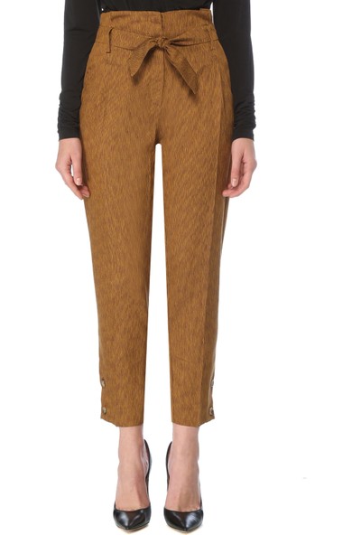 Network Regular Fit Camel Yüksek Bel Pilili Pantolon