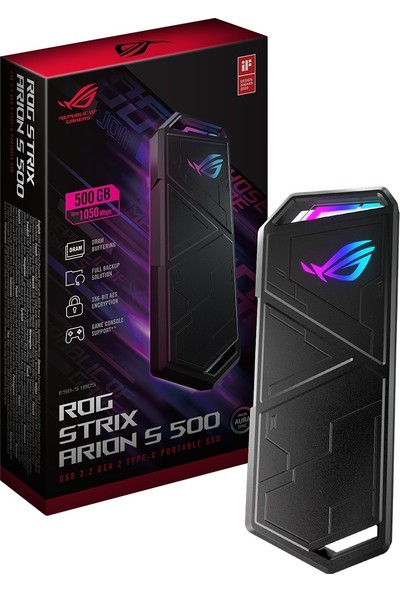 Asus Rog Strix Arion S500 ESD-S1B05 500GB 1050MB/S Aura Sync Rgb Taşınabilir SSD Asus Rog Strix Arion S500 ESD-S1B05 500GB 1050MB/S Aura Sync Rgb Taşınabilir SSD