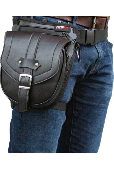 Anka Shop Chopper Deri Model Motosiklet Bel Bacak Çantası Suni Deri Kumaş Bol Para Cepli Kurye Motor Çantası
