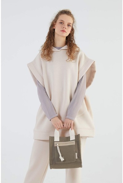 Manuka Deri Detaylı Tote Bag Haki
