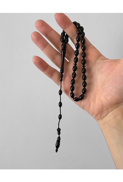 Toz Kehribar Siyah Tesbih Sistemli