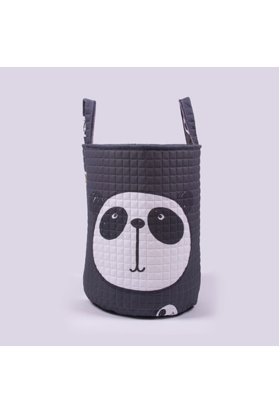 ARBA BABY Organik Bebek Oyuncak Sepeti - Antrasit Renk Panda Temalı ARBA BABY Organik Bebek Oyuncak Sepeti - Antrasit Renk Panda Temalı