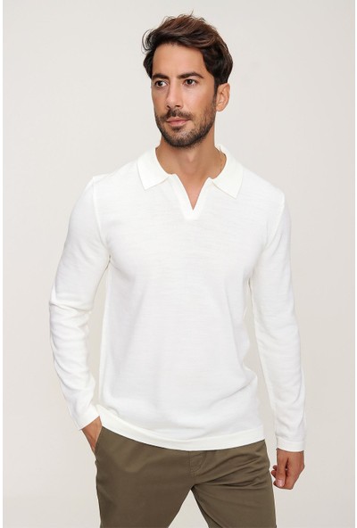 Chuba Erkek Ekru Reddington Polo Yaka Uzun Kollu Ince Triko Kazak 22W403 Chuba Erkek Ekru Reddington Polo Yaka Uzun Kollu Ince Triko Kazak 22W403