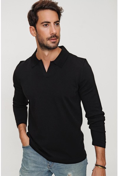 Chuba Erkek Siyah Reddington Polo Yaka Uzun Kollu Ince Triko Kazak 22W403 Chuba Erkek Siyah Reddington Polo Yaka Uzun Kollu Ince Triko Kazak 22W403