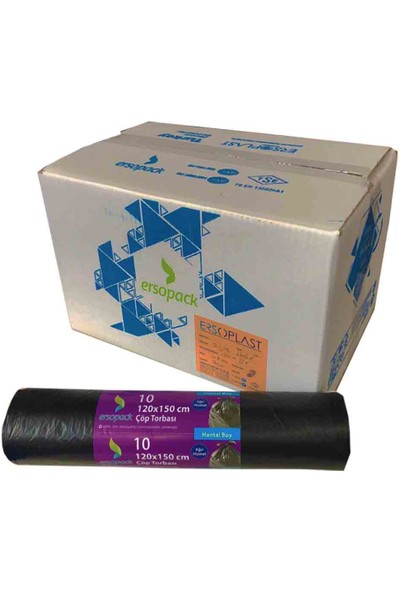 Ersopack Endüstriyel 120 x 150 cm Çöp Torbası 1 Koli 10 Adet Rulo Ersopack Endüstriyel 120 x 150 cm Çöp Torbası 1 Koli 10 Adet Rulo
