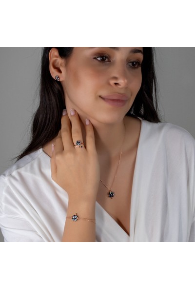 Else Mistik Topaz Taşlı Gümüş Yonca Set