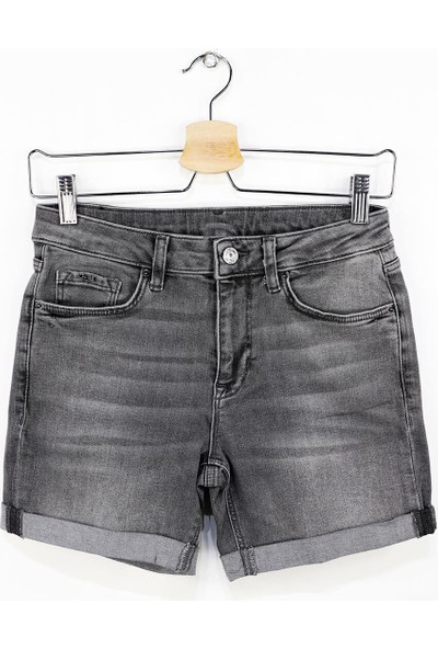 Bpm Ca Original Straight Kot Şort Kadın Gri