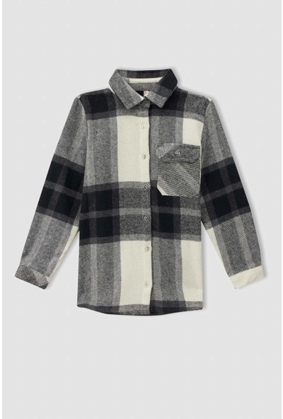 DeFacto Kız Çocuk Regular Fit Yılbaşı Temalı Kareli Uzun Kollu Gömlek W0917A621AU DeFacto Kız Çocuk Regular Fit Yılbaşı Temalı Kareli Uzun Kollu Gömlek W0917A621AU