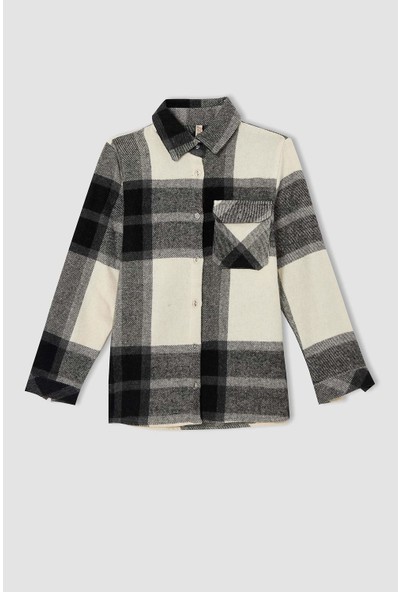 DeFacto Kız Çocuk Regular Fit Yılbaşı Temalı Kareli Uzun Kollu Gömlek W0917A621AU DeFacto Kız Çocuk Regular Fit Yılbaşı Temalı Kareli Uzun Kollu Gömlek W0917A621AU