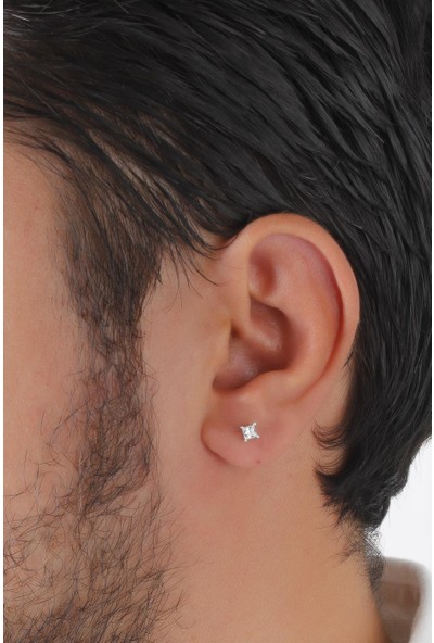 Madame Concept 925 Ayar Gümüş Zirkon Taşlı Model Erkek Küpe