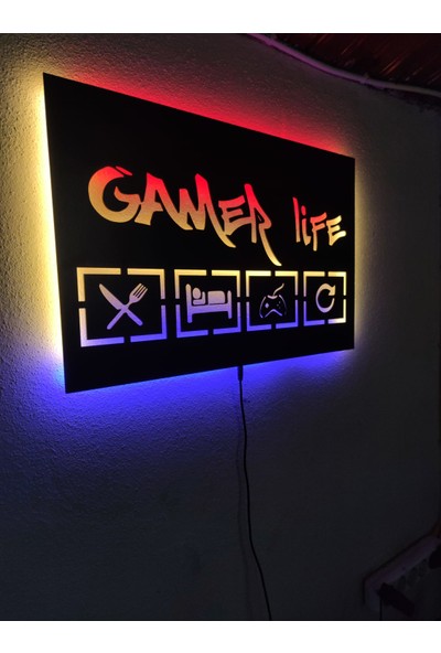 Dekoraven Gamer Life LED Işıklı Ahşap Dekoratif Duvar Tablosu Dekoraven Gamer Life LED Işıklı Ahşap Dekoratif Duvar Tablosu