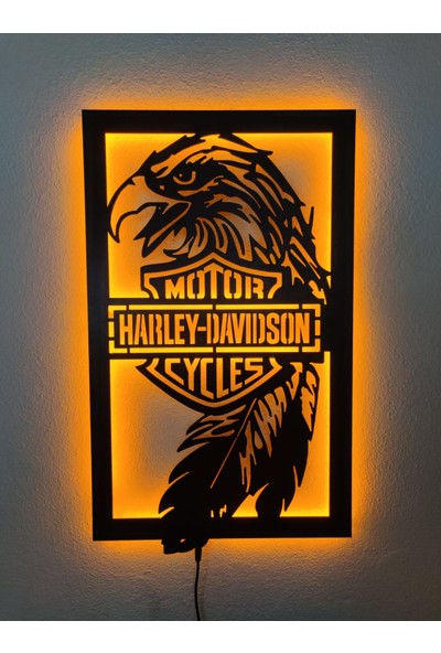 Dekoraven Harley Davidson LED Işıklı Ahşap Tablo Dekoraven Harley Davidson LED Işıklı Ahşap Tablo