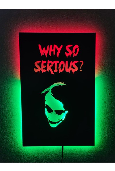 Dekoraven Joker Why So Serious LED Işıklı Ahşap Tablo