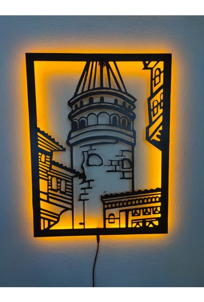 Dekoraven Galata Kulesi LED Işıklı Ahşap Tablo Dekoraven Galata Kulesi LED Işıklı Ahşap Tablo